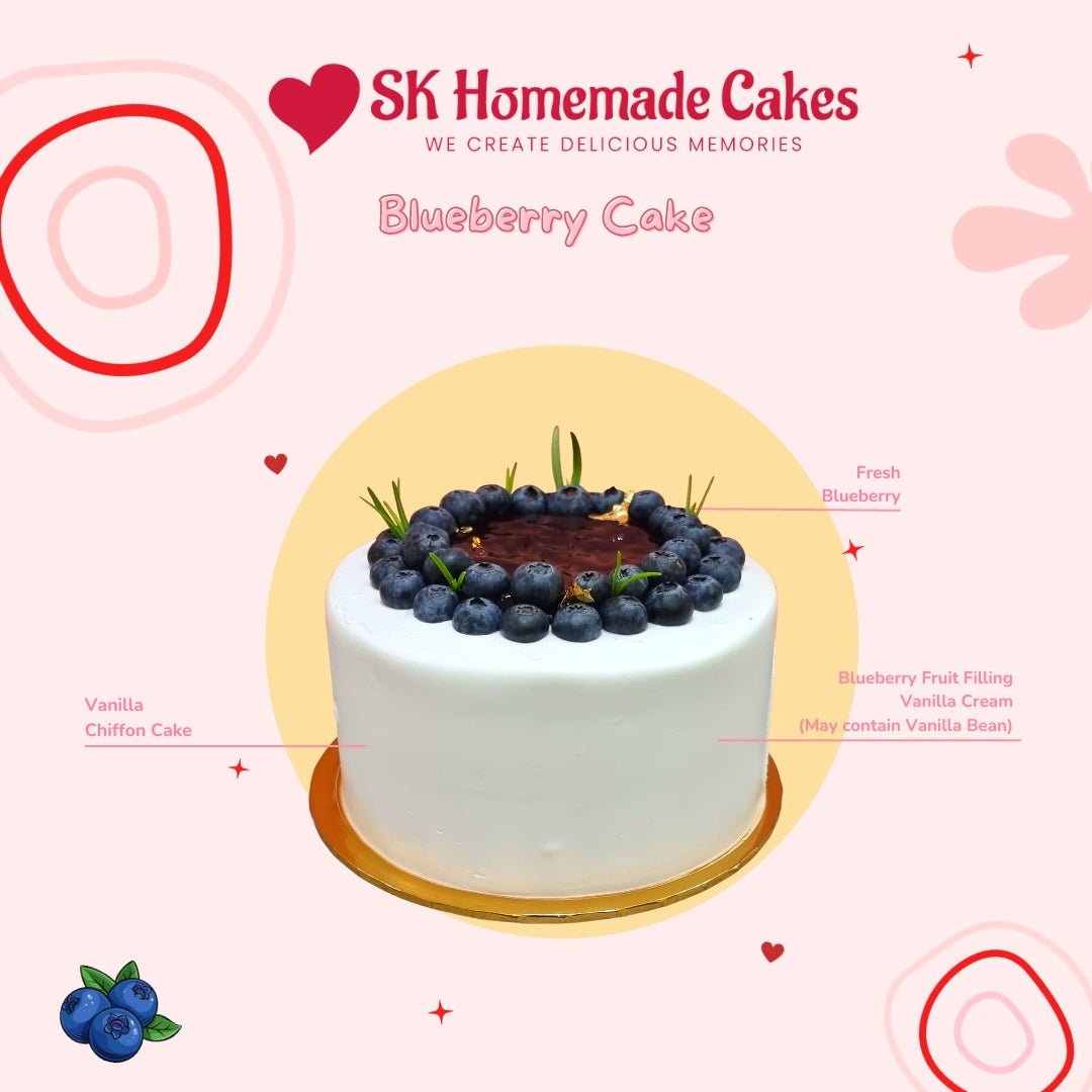 Blueberry Cake - 20cm Whole Cake (Available Daily) - SK Homemade Cakes